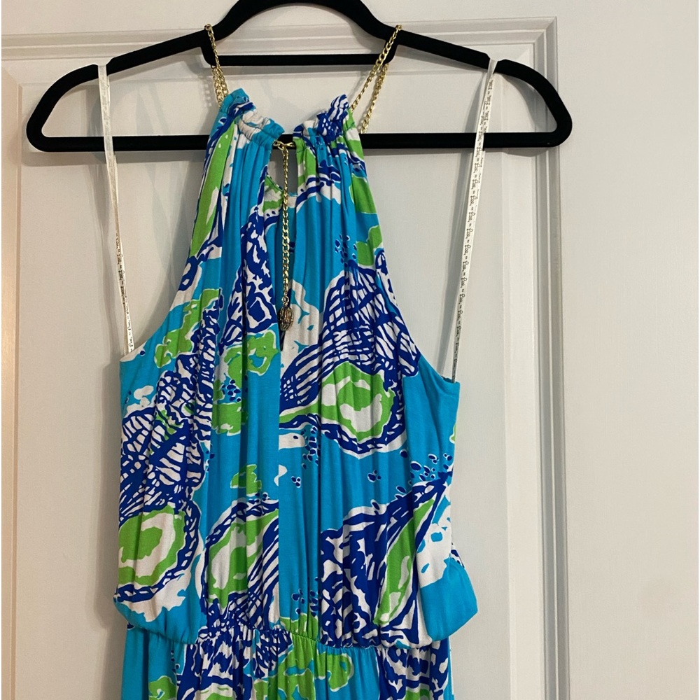 Lilly Pulitzer Blue Conch Shell Maxi Dress - Gem